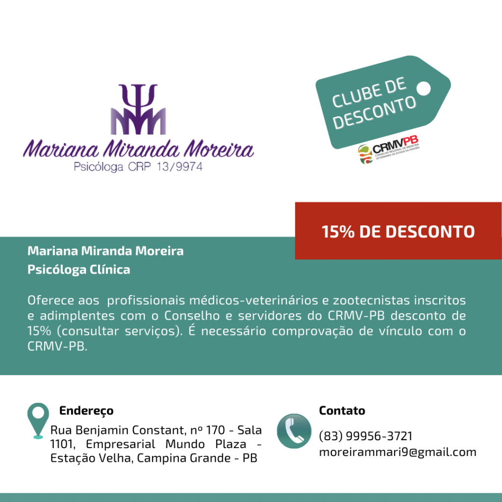 Mariana Miranda Psi – CRMV-PB – Conselho Regional de Medicina ...